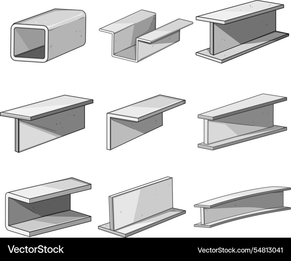 Steel beam set cartoon Royalty Free Vector Image