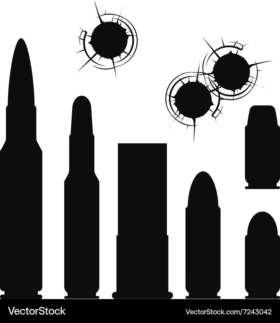 Bullet cartridge case and bullethole with cracks Vector Image