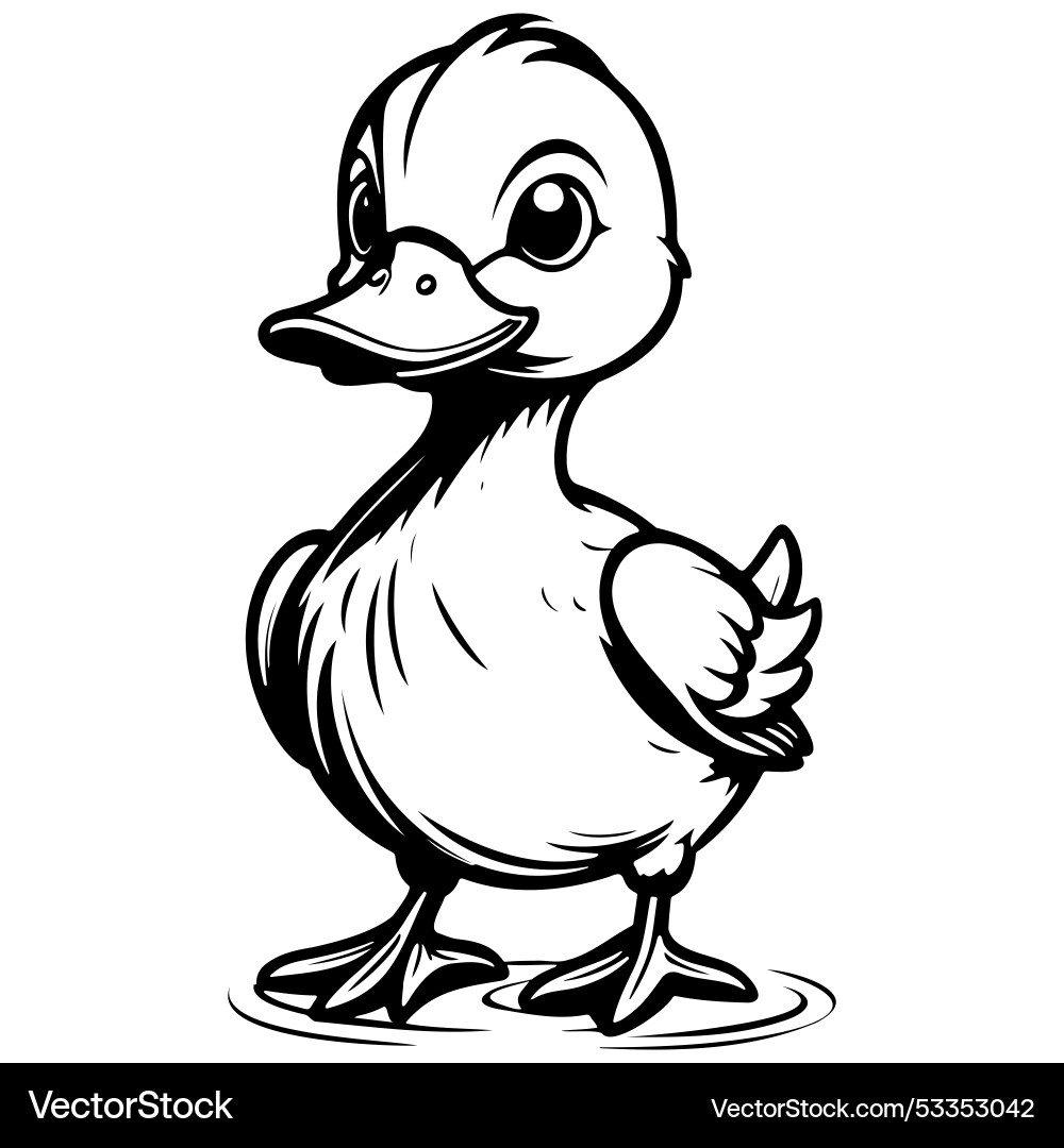 Drawing cartoon duck hand drawn line transparent Vector Image
