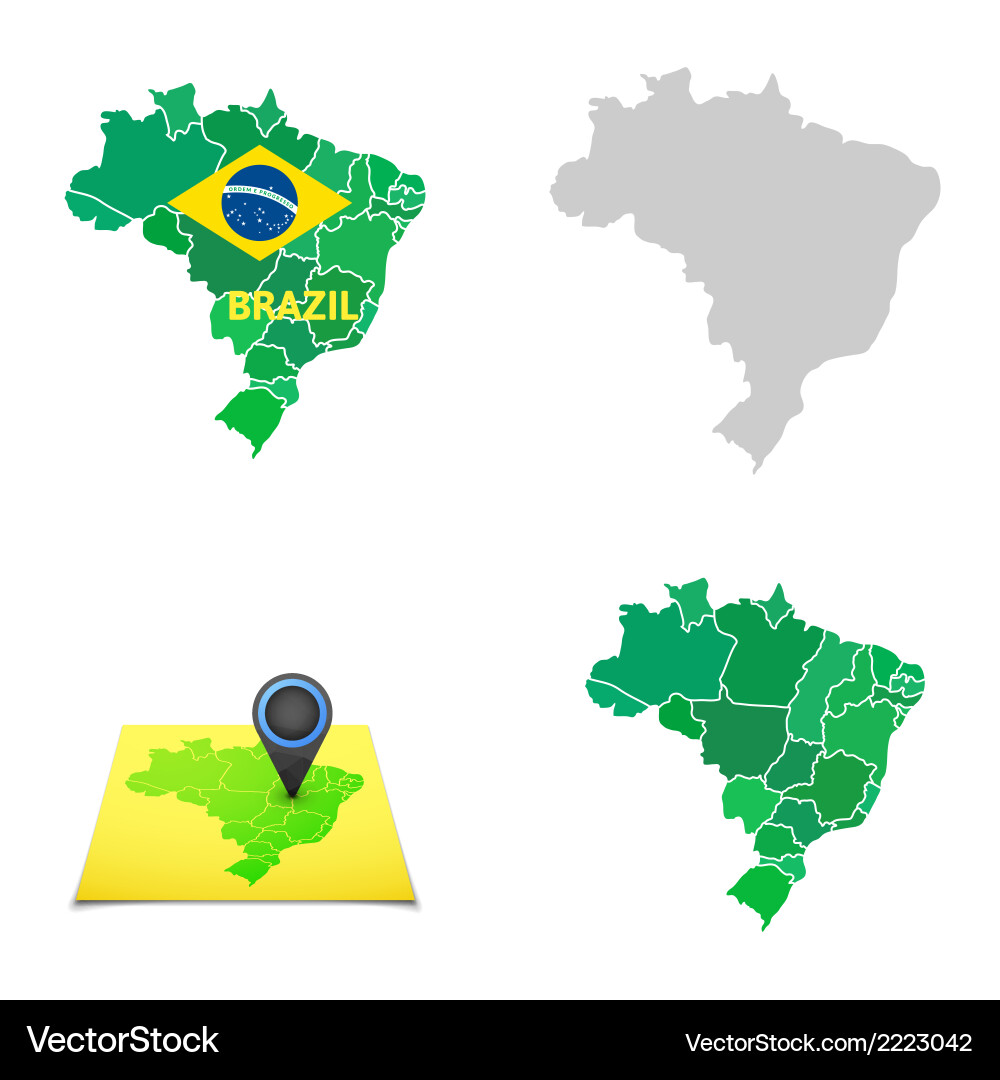 Flat simple brazil map Royalty Free Vector Image