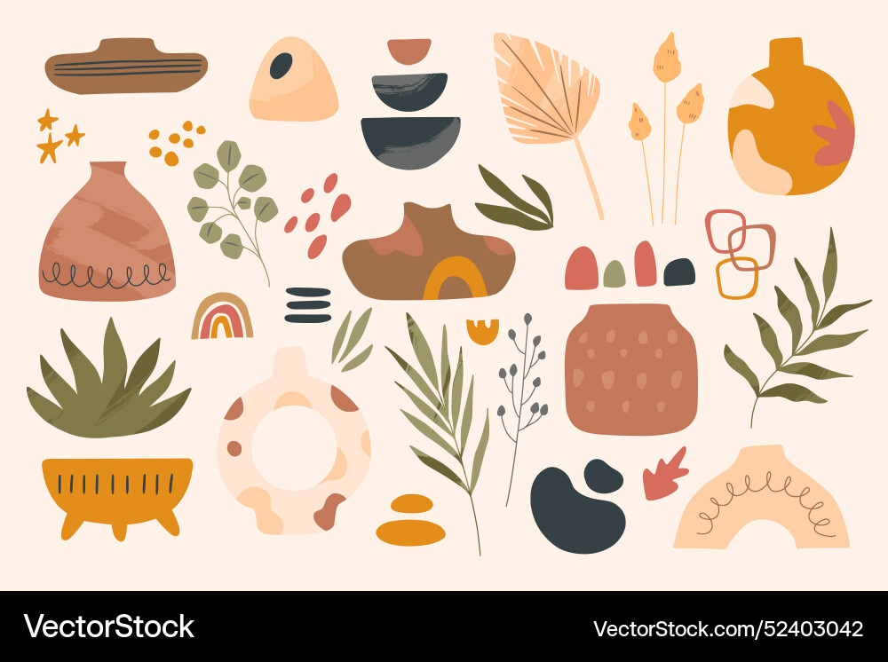 Hand drawn boho elements collection Royalty Free Vector