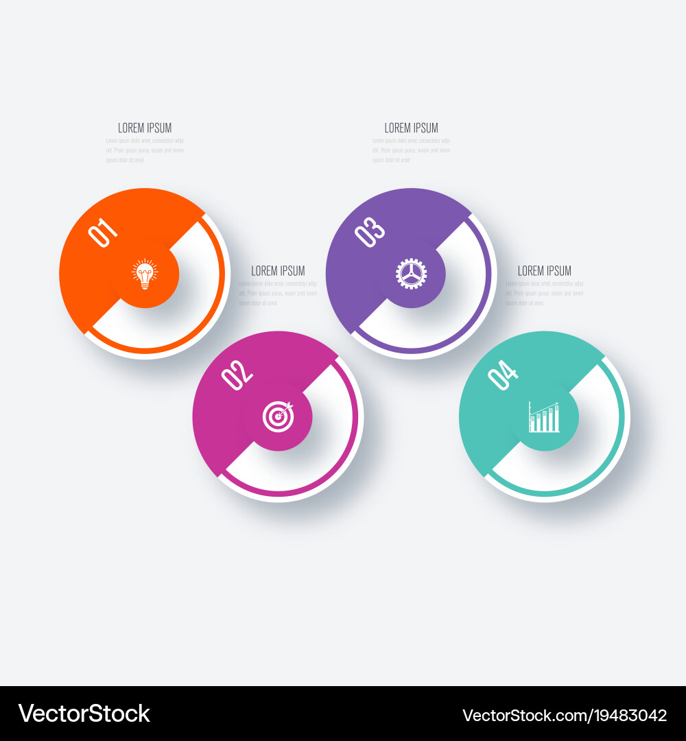 Infographics template 4 options with circle Vector Image