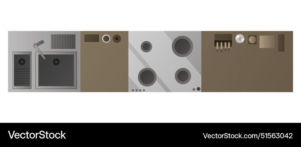 Interior furniture top view element for kitchen Vector Image