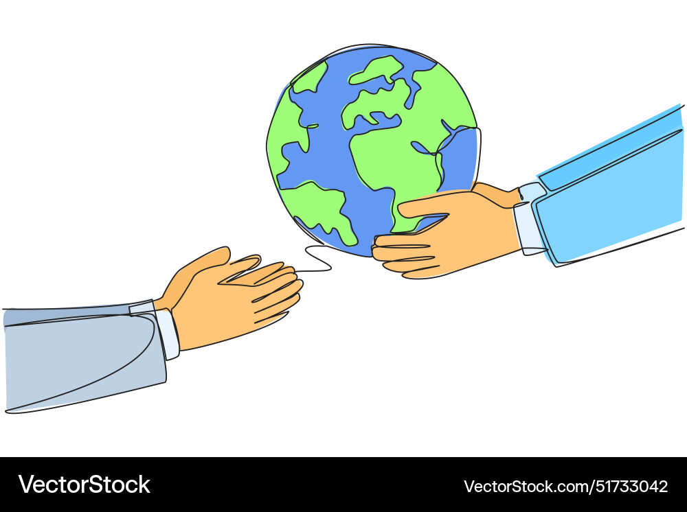 Single continuous line drawing a hand giving Vector Image