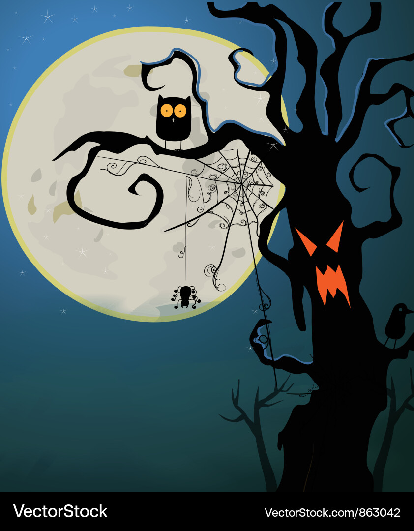 Spooky Halloween Nightscape Royalty Free Vector Image