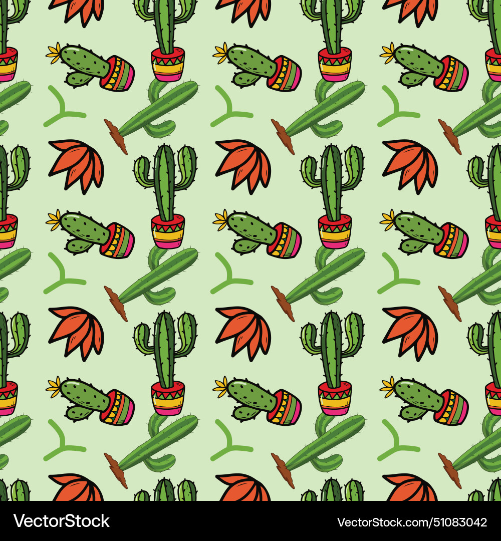 Summer cacti seamless pattern design Royalty Free Vector