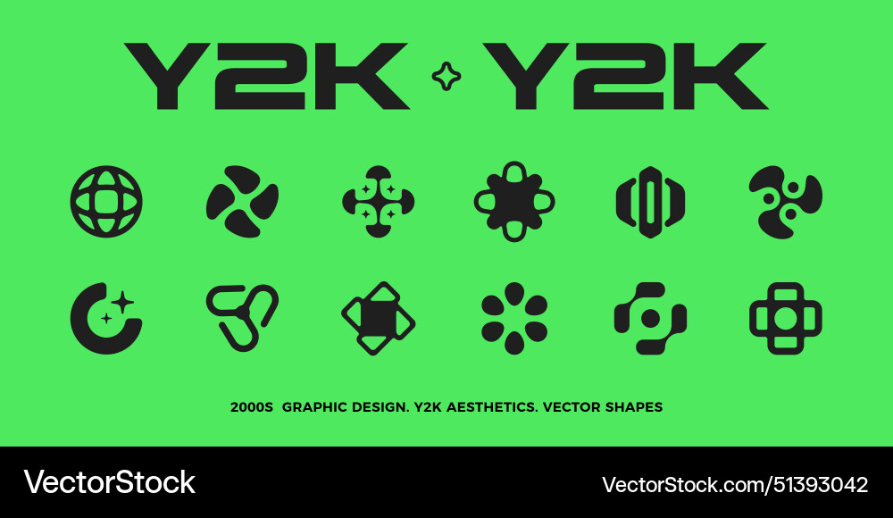 Y2k style elements 2000s shapes Royalty Free Vector Image