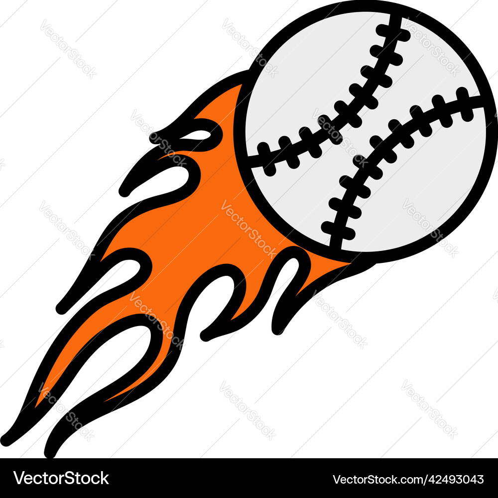 Baseball fire ball icon Royalty Free Vector Image