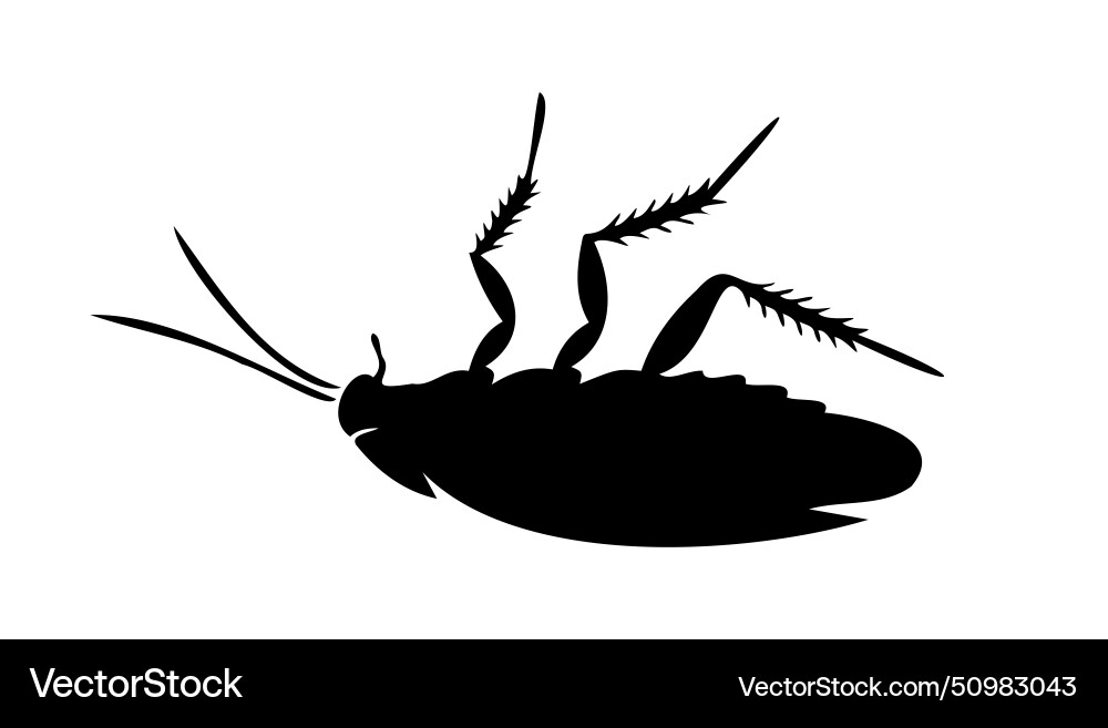 Black silhouette of dead cockroach lying on its Vector Image