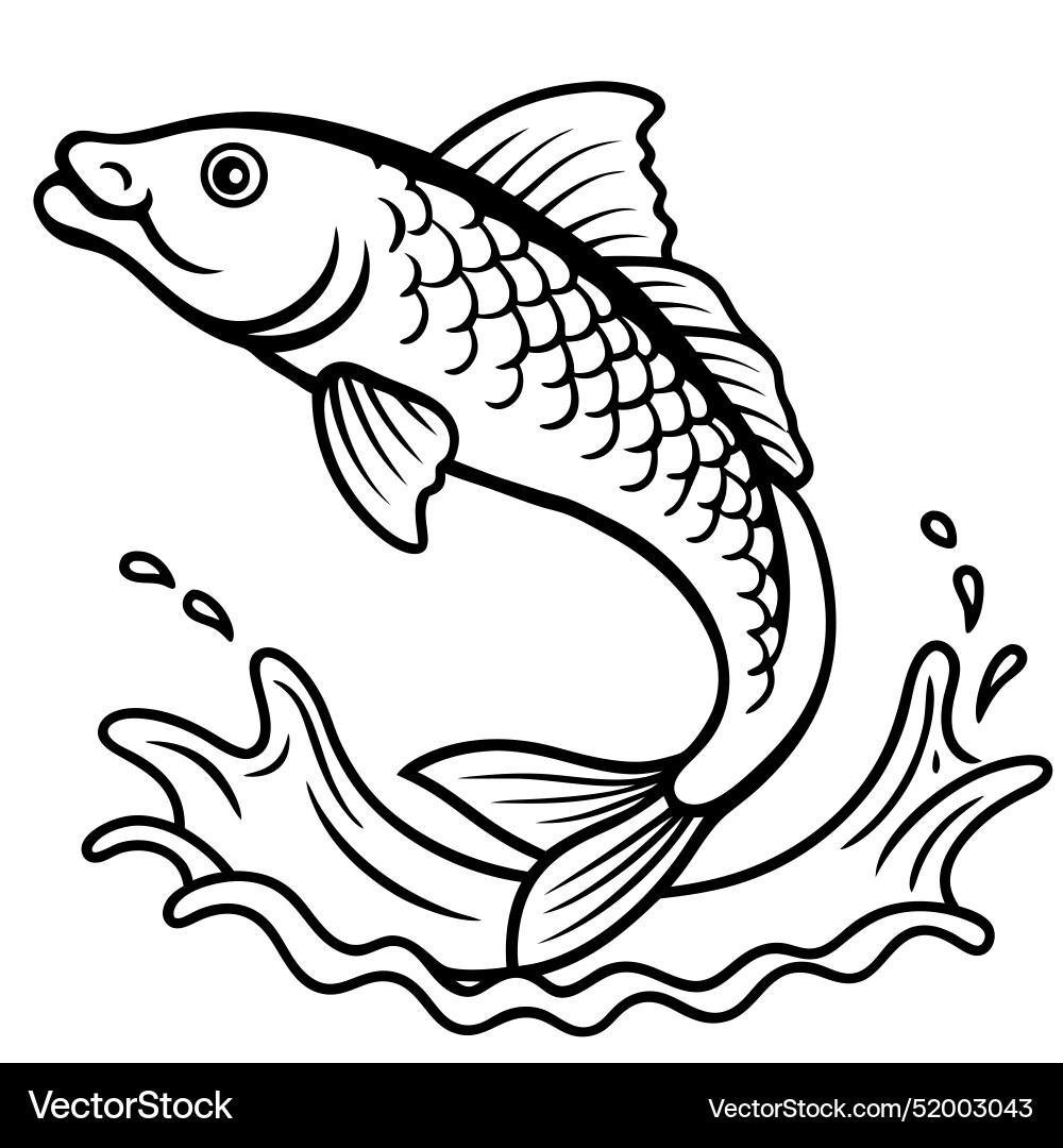 Common carp fish jumps icon Royalty Free Vector Image