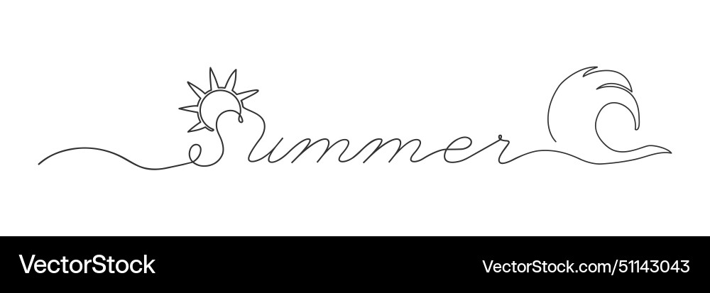 Drawing with one continuous line of sun Royalty Free Vector