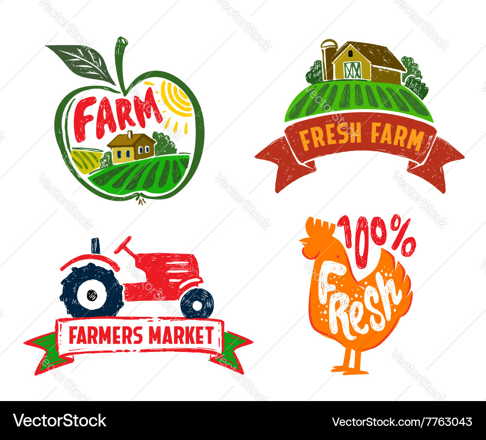 Farm Label Set Royalty Free Vector Image - VectorStock