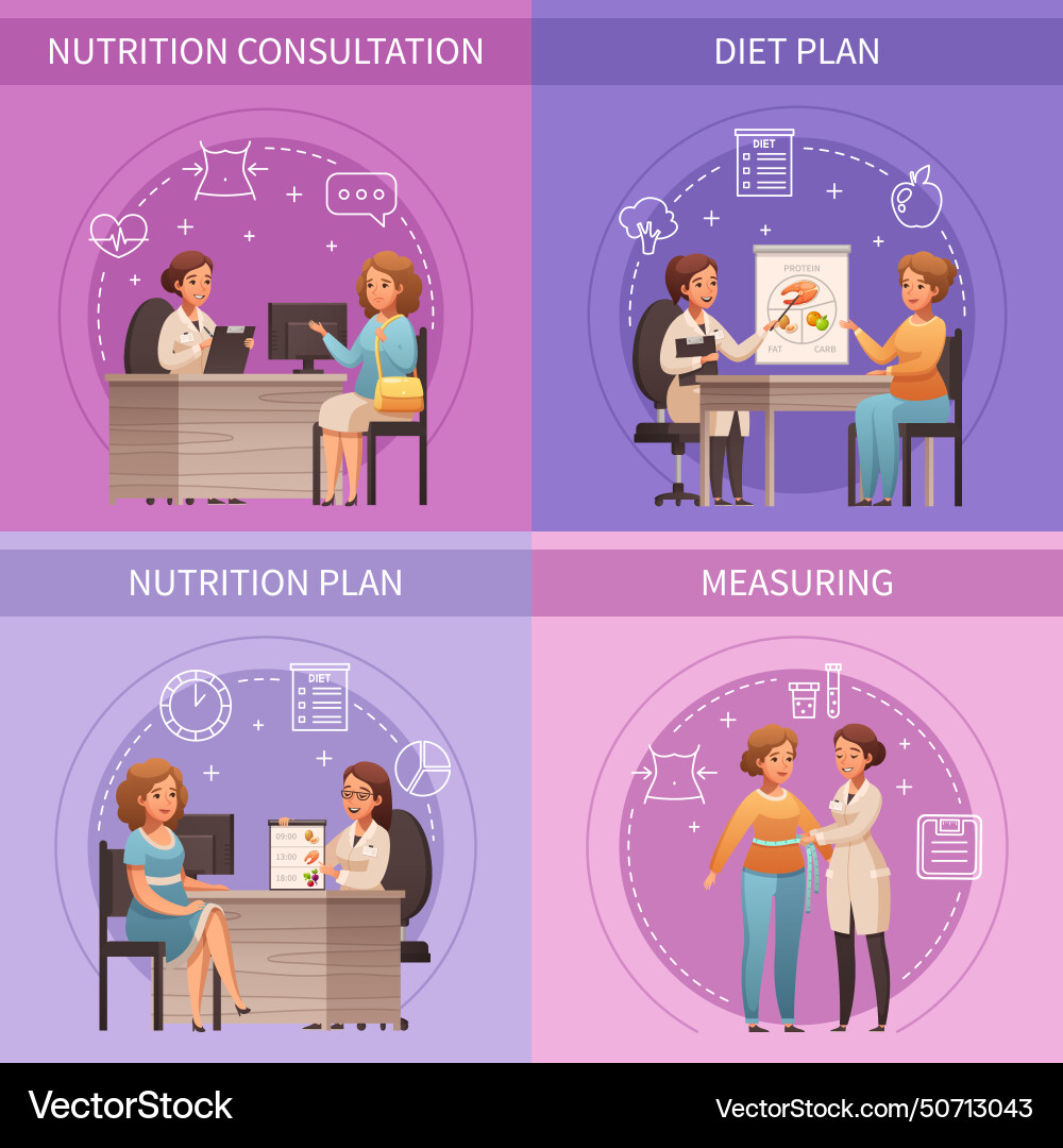 Nutritionist dietitian cartoon concept Royalty Free Vector
