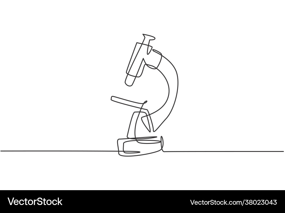 Single continuous line drawing microscope Vector Image