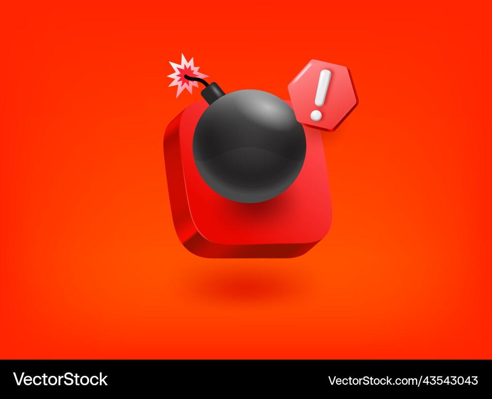Tnt with exclamation point pictogram 3d Royalty Free Vector