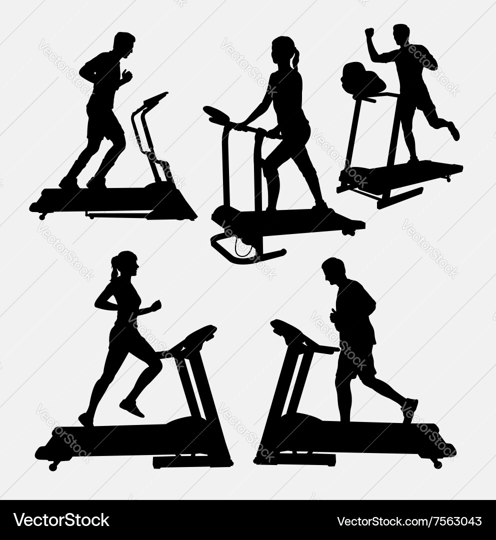 Treadmill sport training silhouette Royalty Free Vector