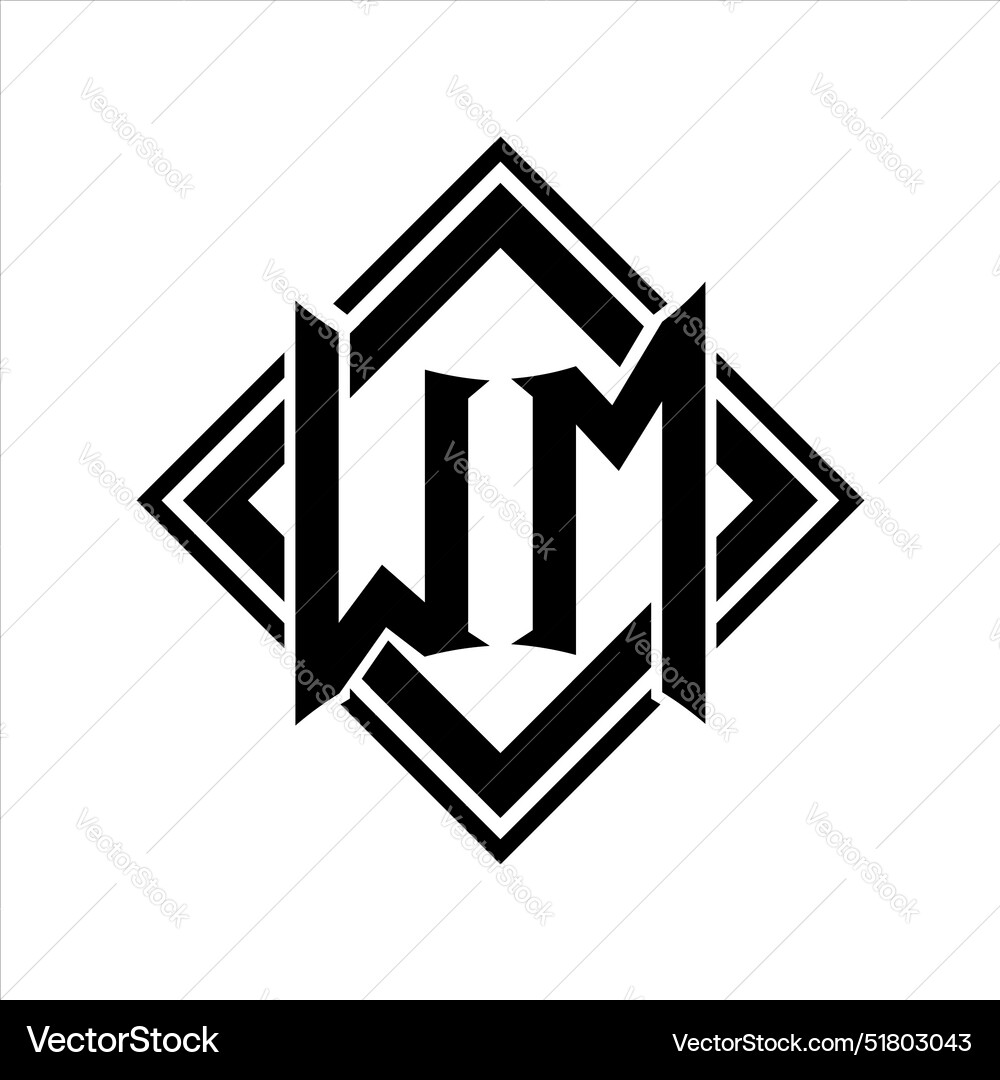 Wm letter logo with abstract shield shape Vector Image