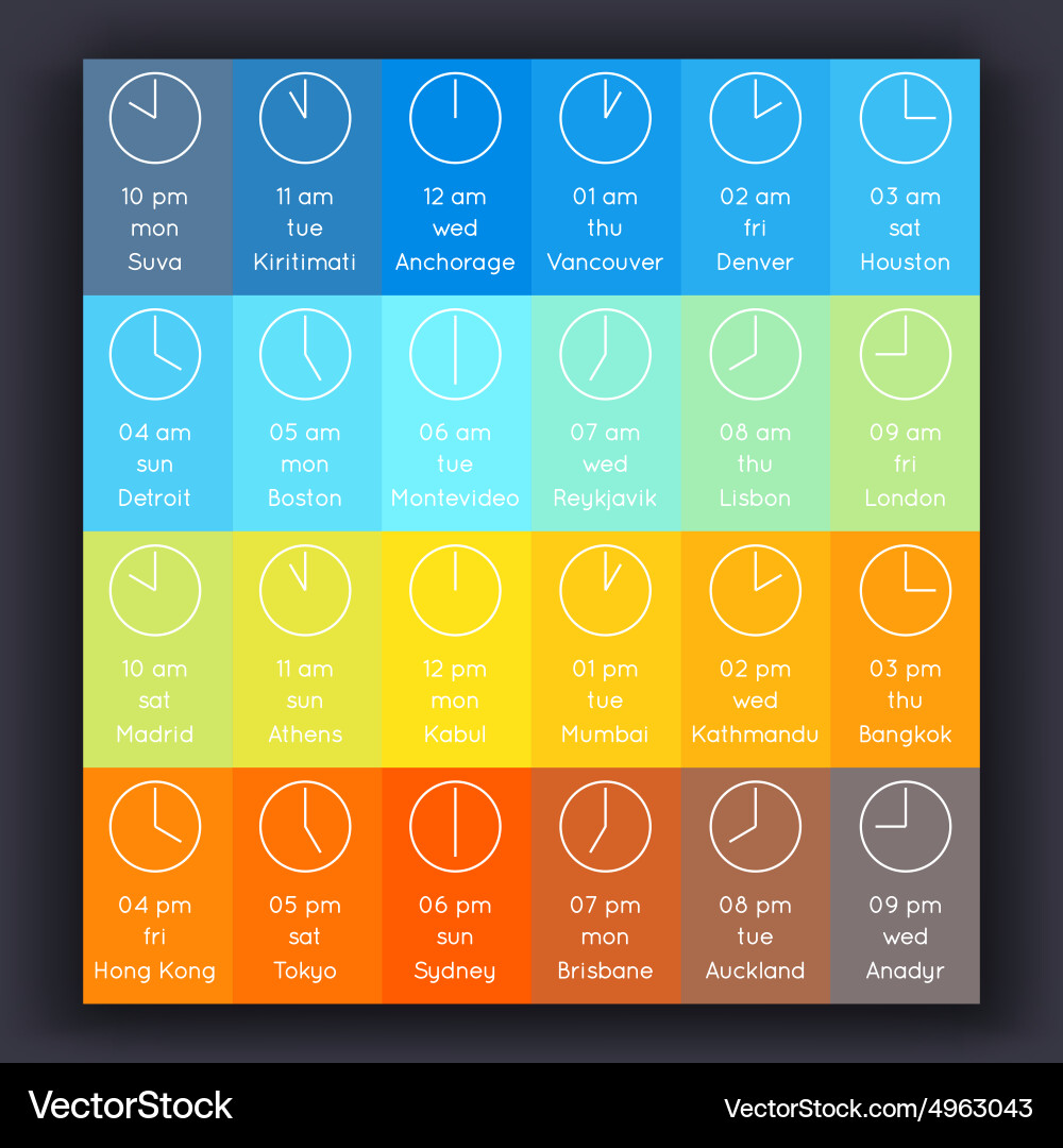 World clock and time zones Royalty Free Vector Image