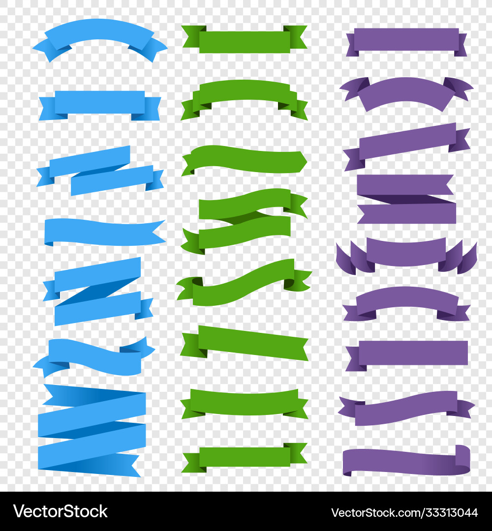 Colorful ribbon set transparent background Vector Image