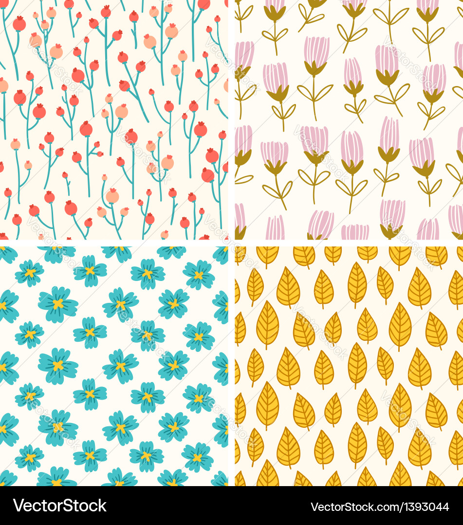 Floral Berry Patterns Royalty Free Vector Image
