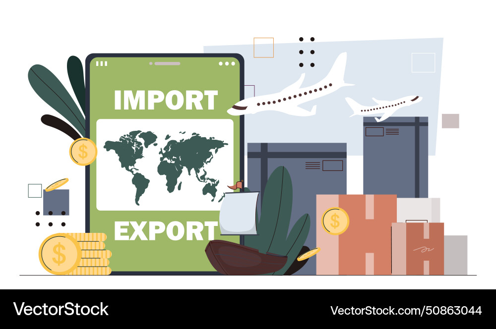 Import and export Royalty Free Vector Image - VectorStock