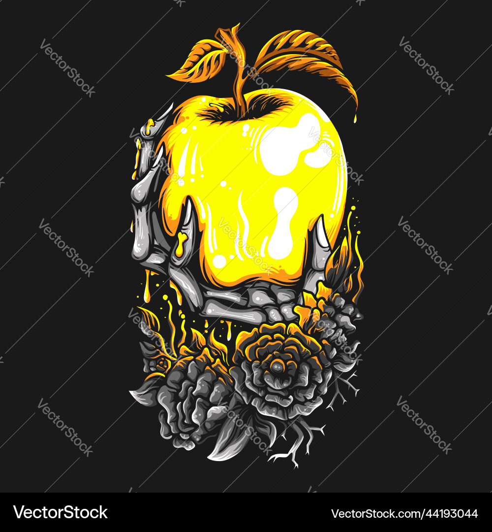 Skeleton Hand with Golden Apple Royalty Free Vector Image