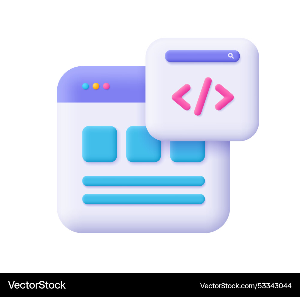Webpage with code symbol web development software Vector Image