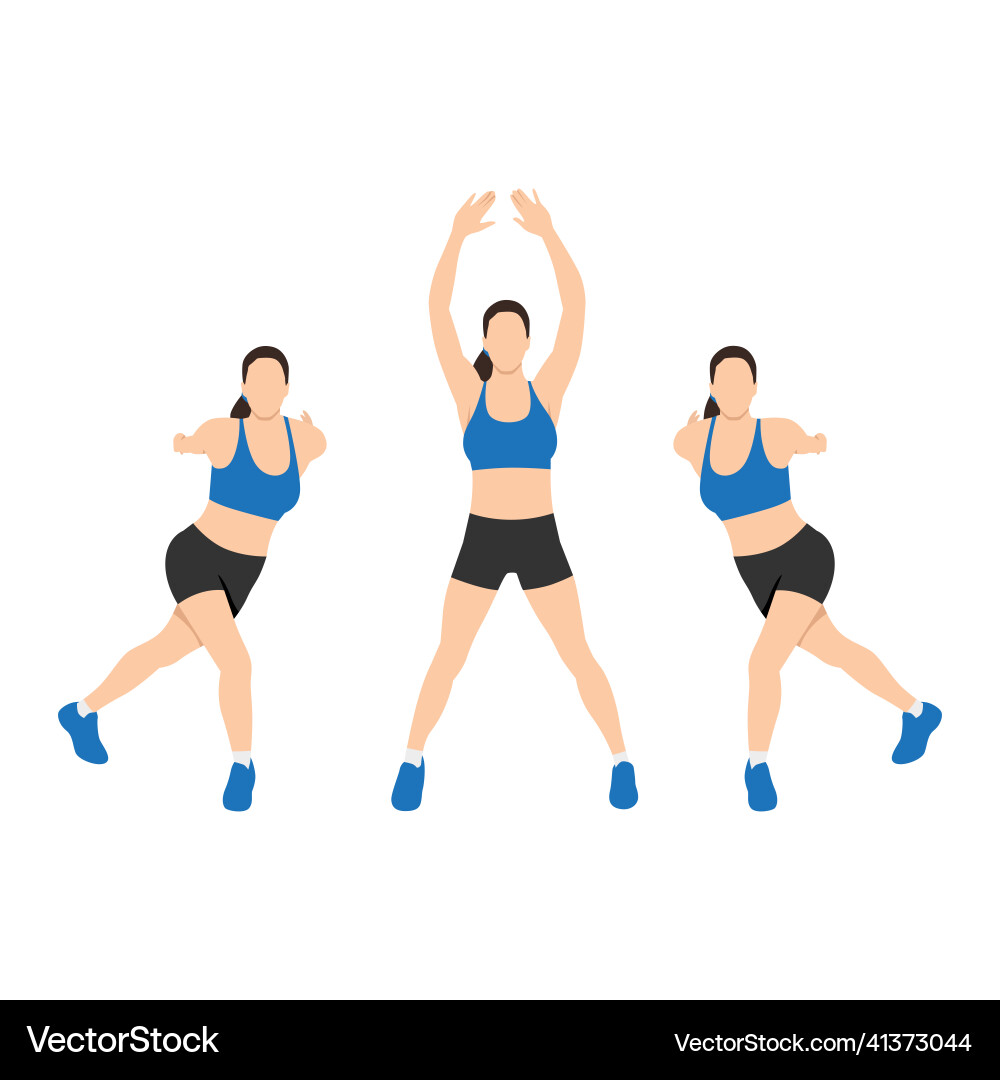 Woman doing lateral steps pulls exercise Vector Image