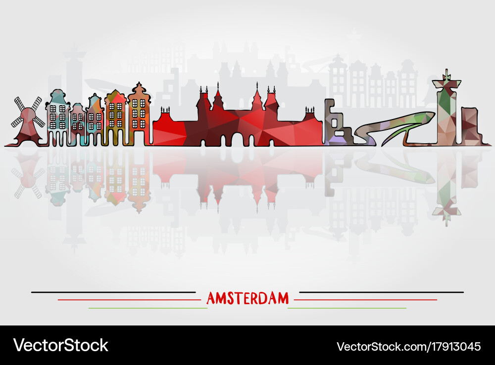 Amsterdam Skyline Silhouette Royalty Free Vector Image