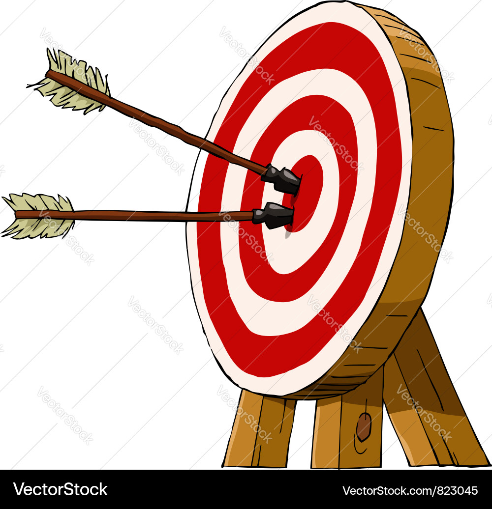Cartoon Target with Arrows Royalty Free Vector Image