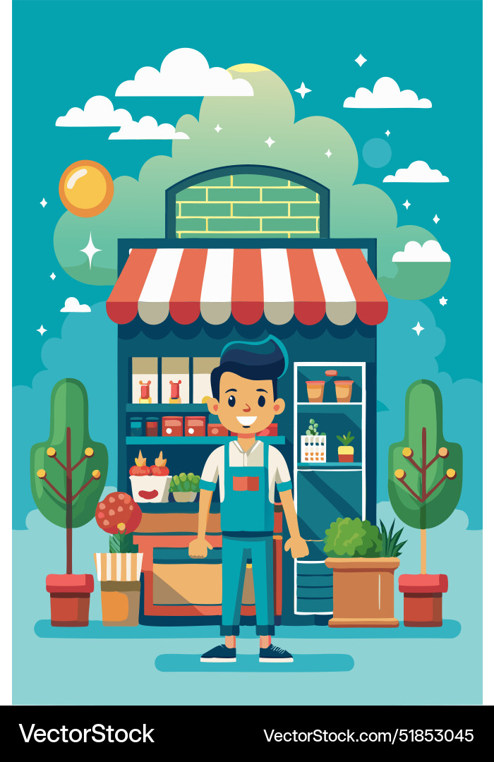 Charming local shop small business success Vector Image