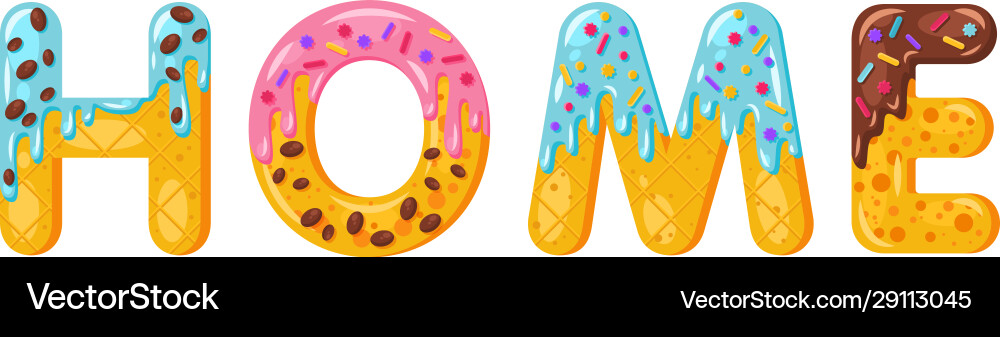 Colorful Donut Typography Royalty Free Vector Image