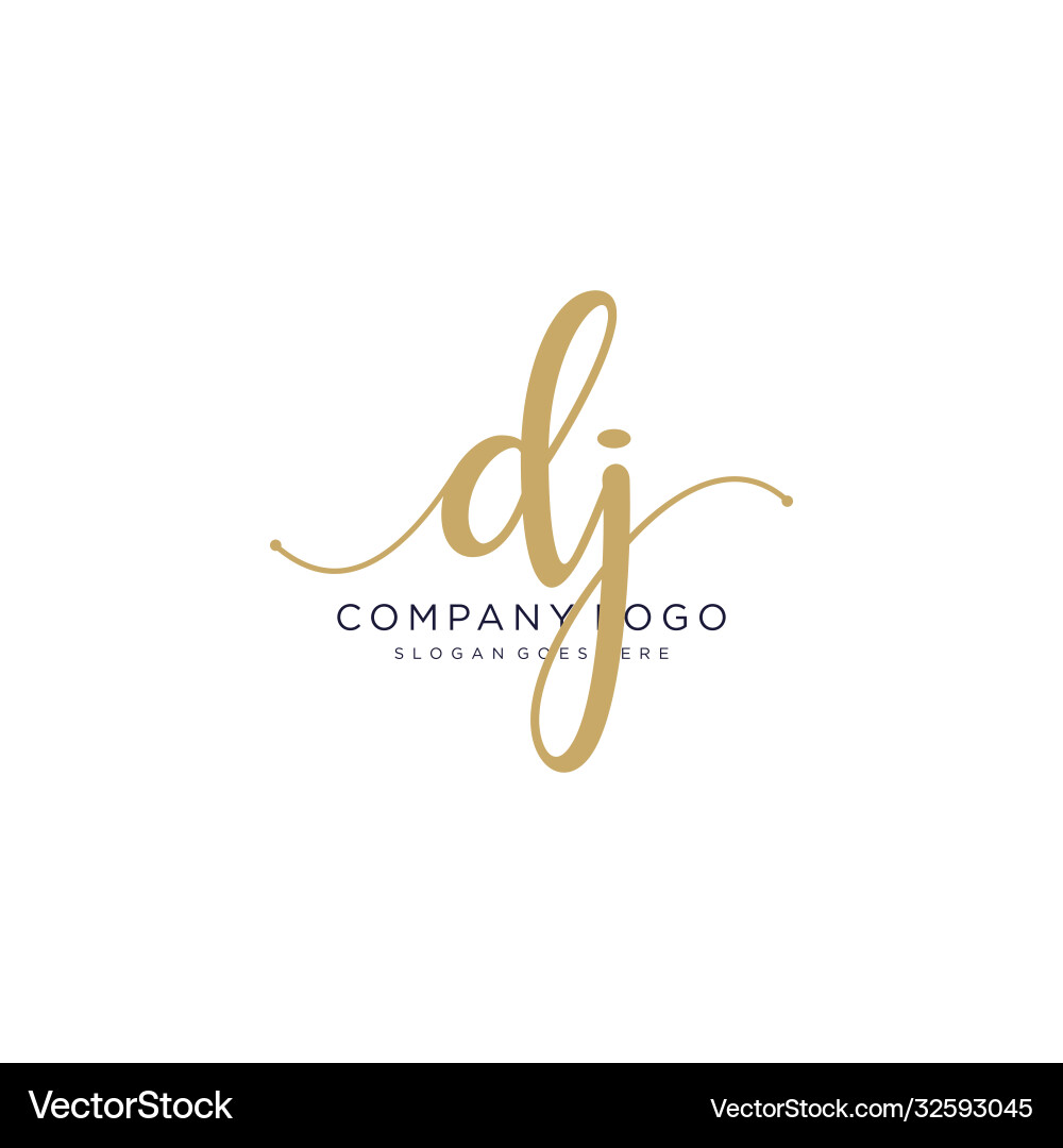Dj initial handwriting logo design – Royalty-Free Vector | VectorStock