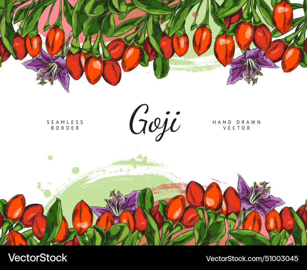 Frame with goji berries for cards Royalty Free Vector Image