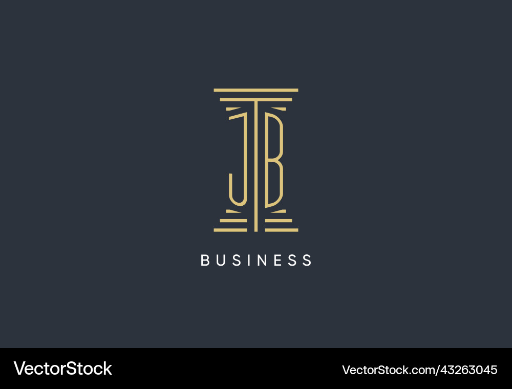 Jb initial monogram with pillar shape logo design Vector Image