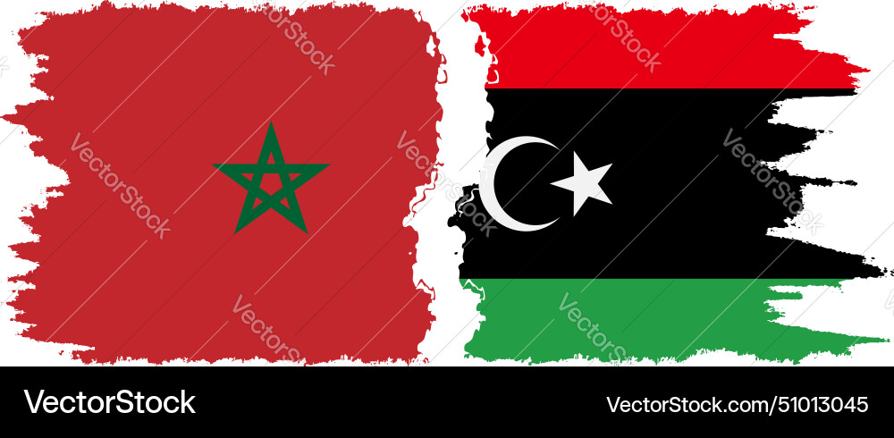 Libya and morocco grunge flags connection Vector Image