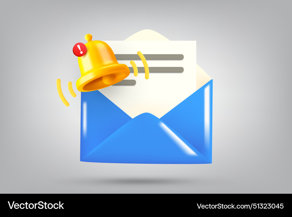 New message concept with the bell and the letter Vector Image