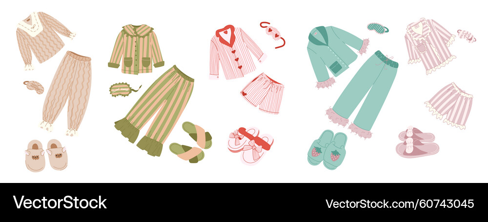 Pastel Pajama Clip Art Set with Slippers – Royalty-Free Vector ...
