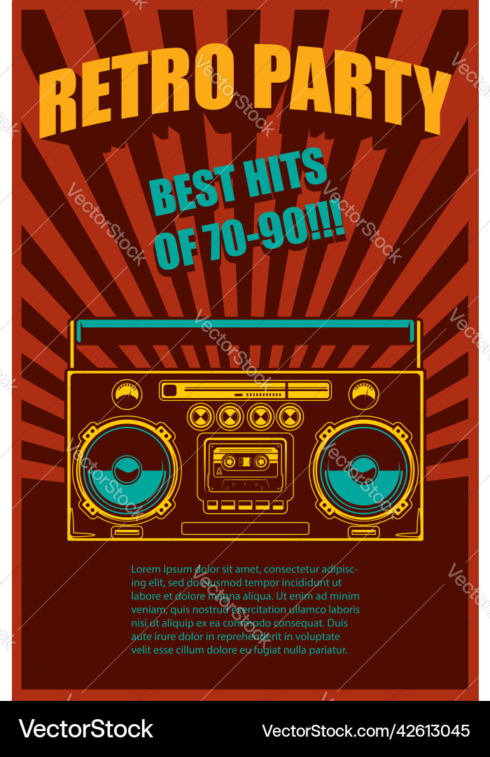 Retro party poster template with style Royalty Free Vector