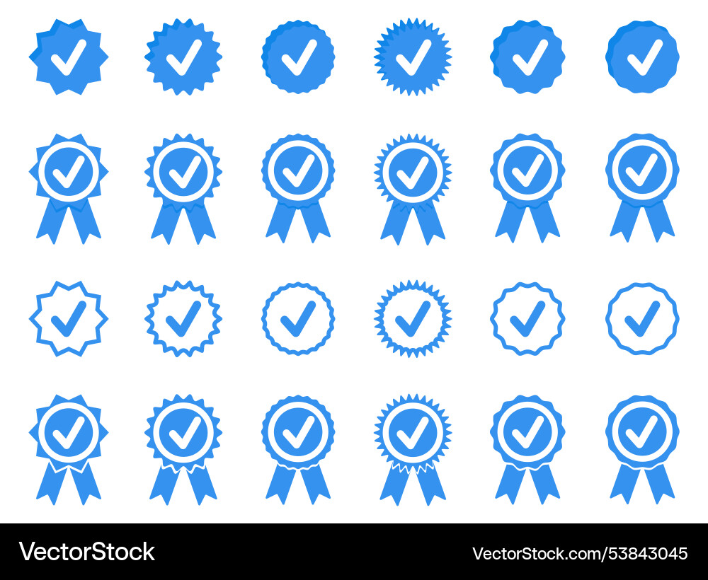 Verified check badge icon collection identified Vector Image