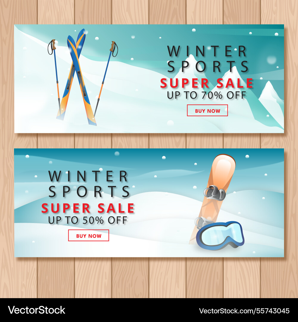 Winter sport sale banner template Royalty Free Vector Image