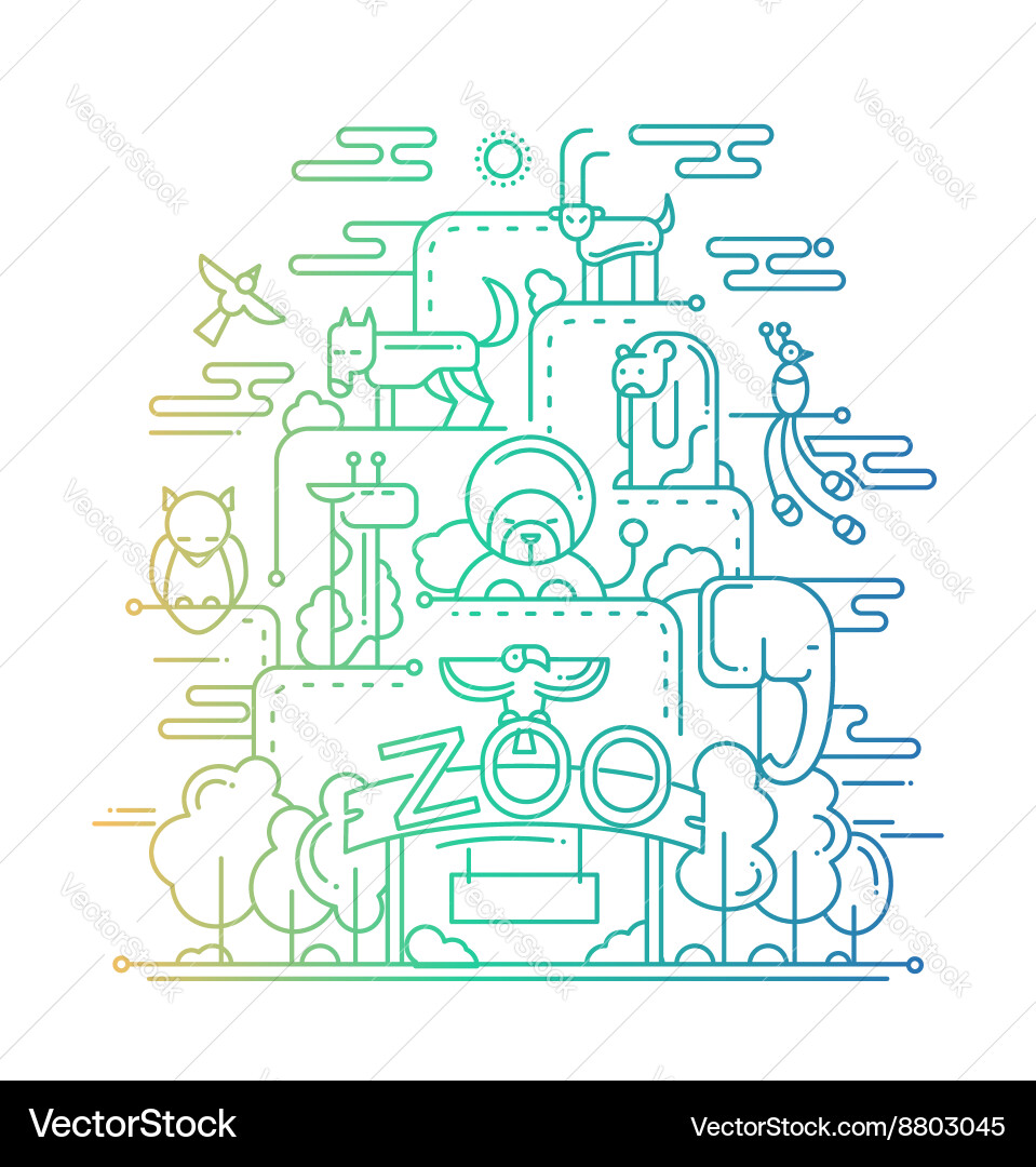 Zoo - line design Royalty Free Vector Image - VectorStock