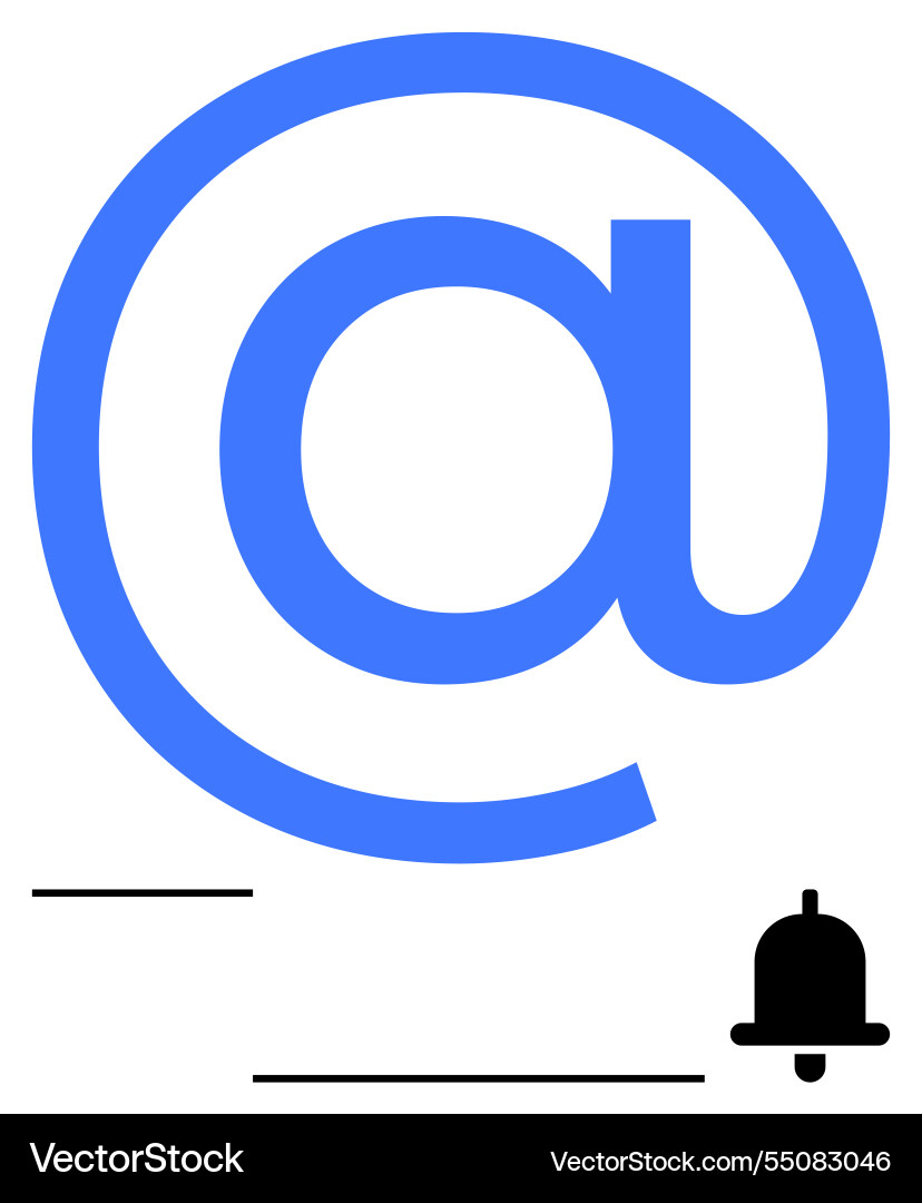 Blue email at symbol with notification bell Vector Image