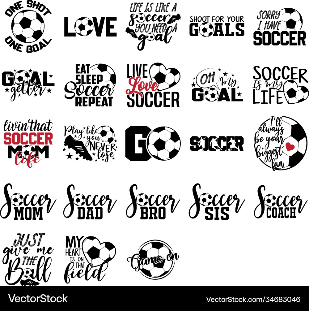 Collection soccer phrases slogans or quotes Vector Image