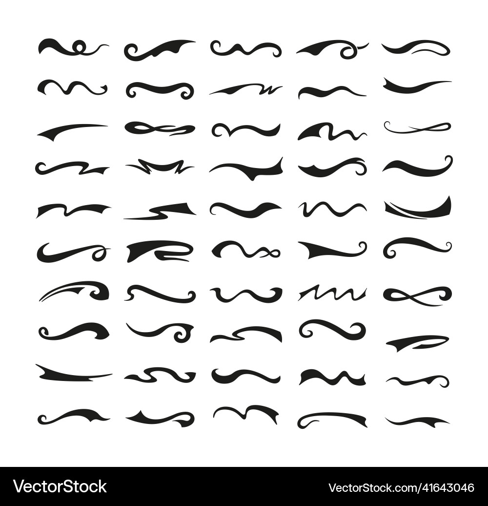 Set of black underlines Royalty Free Vector Image