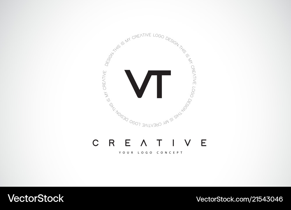 Vt v t logo design with black and white creative Vector Image