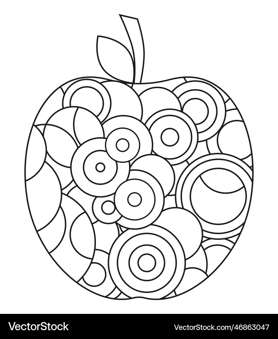 Black Line Apple Zentangle Royalty Free Vector Image