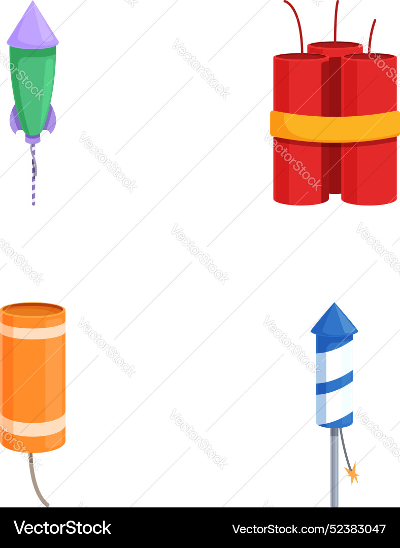Colorful cartoon firework icons collection Vector Image