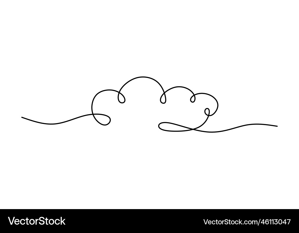Continuous one single line of sky cloud isolated Vector Image