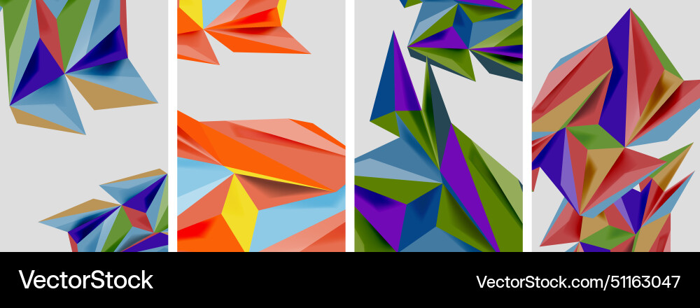 Four colorful geometric designs on a white Vector Image